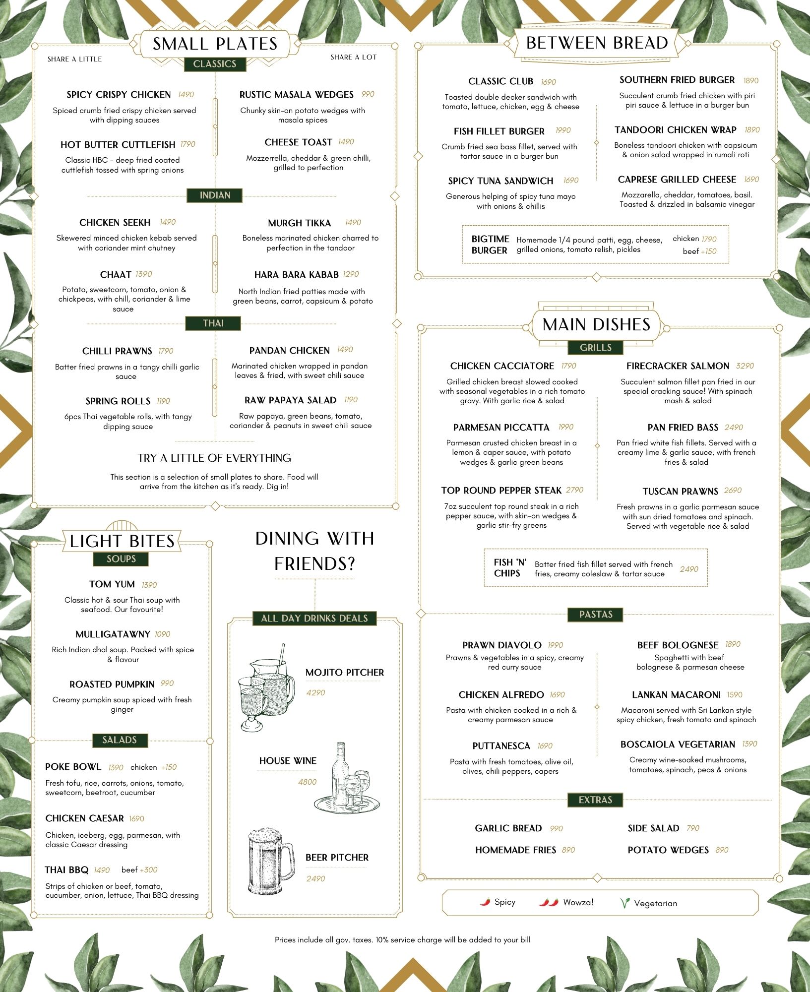 Menu – The Sanctuarii – Cuisine & Cocktails